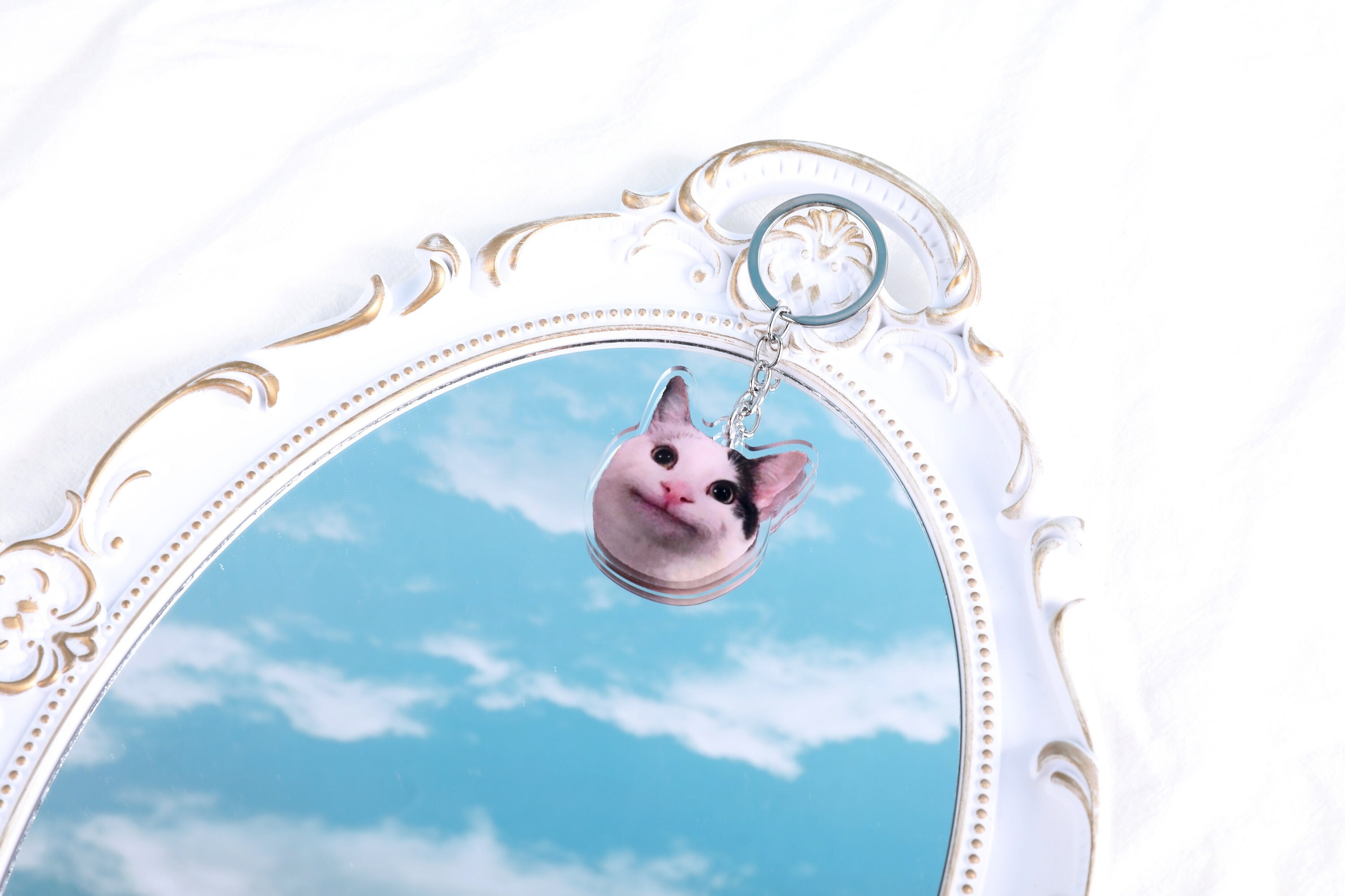Polite Cat Viral Meme Keychain [double Sided] - Etsy