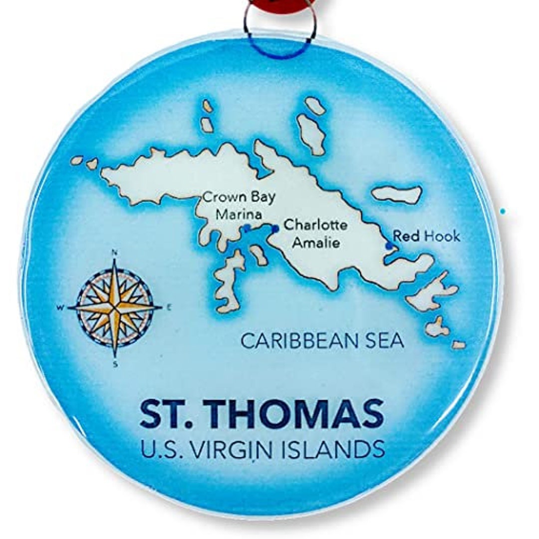 St Thomas US Virgin Islands Christmas Tree Ornament Art Glass Light ...