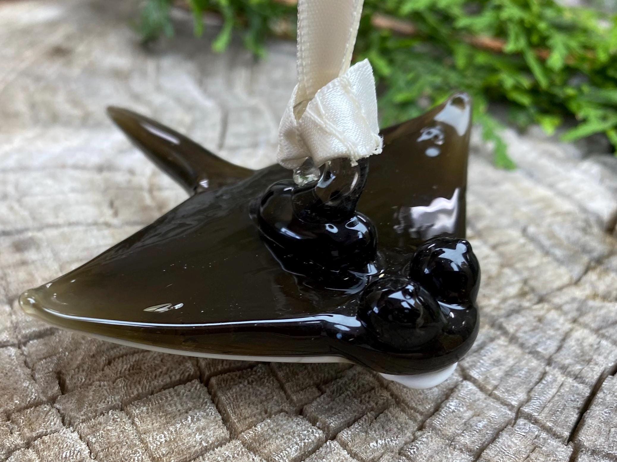Stingray Ornament – Glass Art Hanging Figurine, Gift Boxed - Finely ...