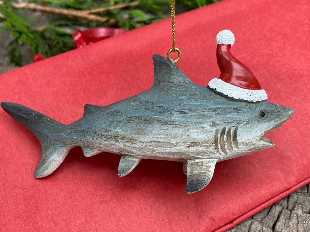 Shark With Santa Hat Christmas Tree Ornament 4.5" - Etsy