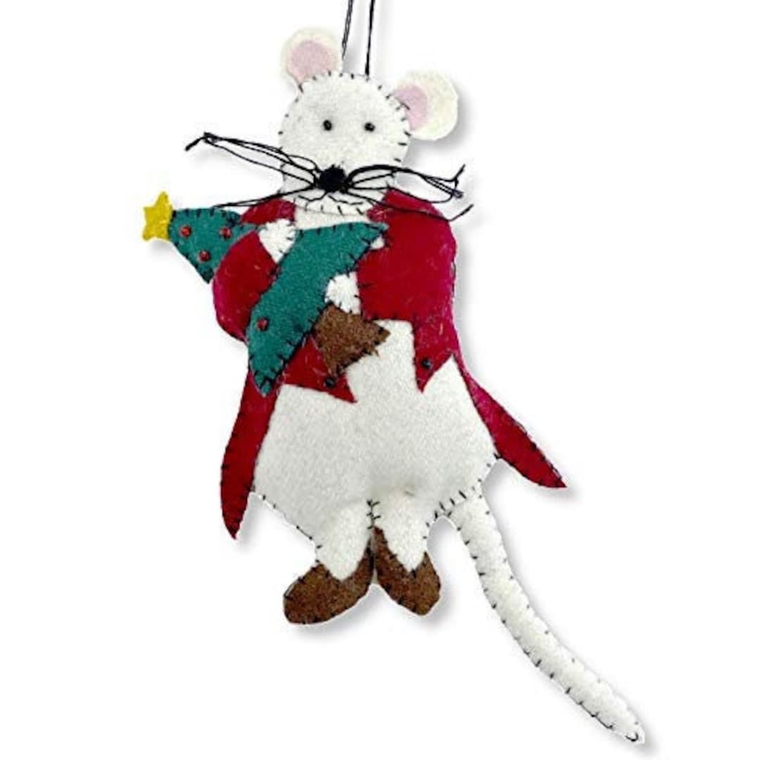 Whiskers Holiday Mouse Ornament for Christmas Tree Embroidered Holiday ...