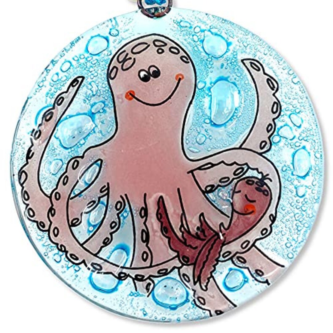 Octopus Christmas Tree Ornament Art Glass Light Catcher Glass Ornament ...