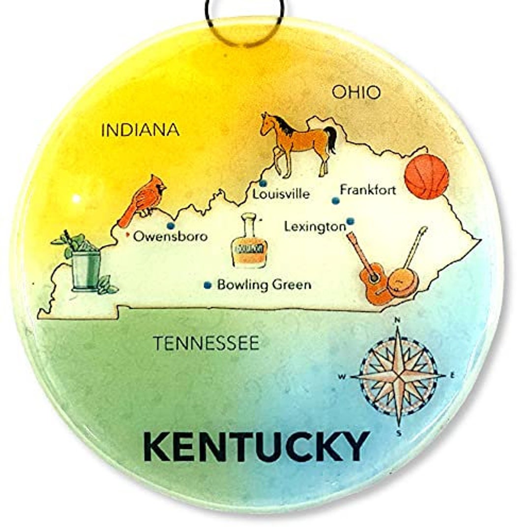 State Map of Kentucky Christmas Tree Ornament Art Glass - Etsy