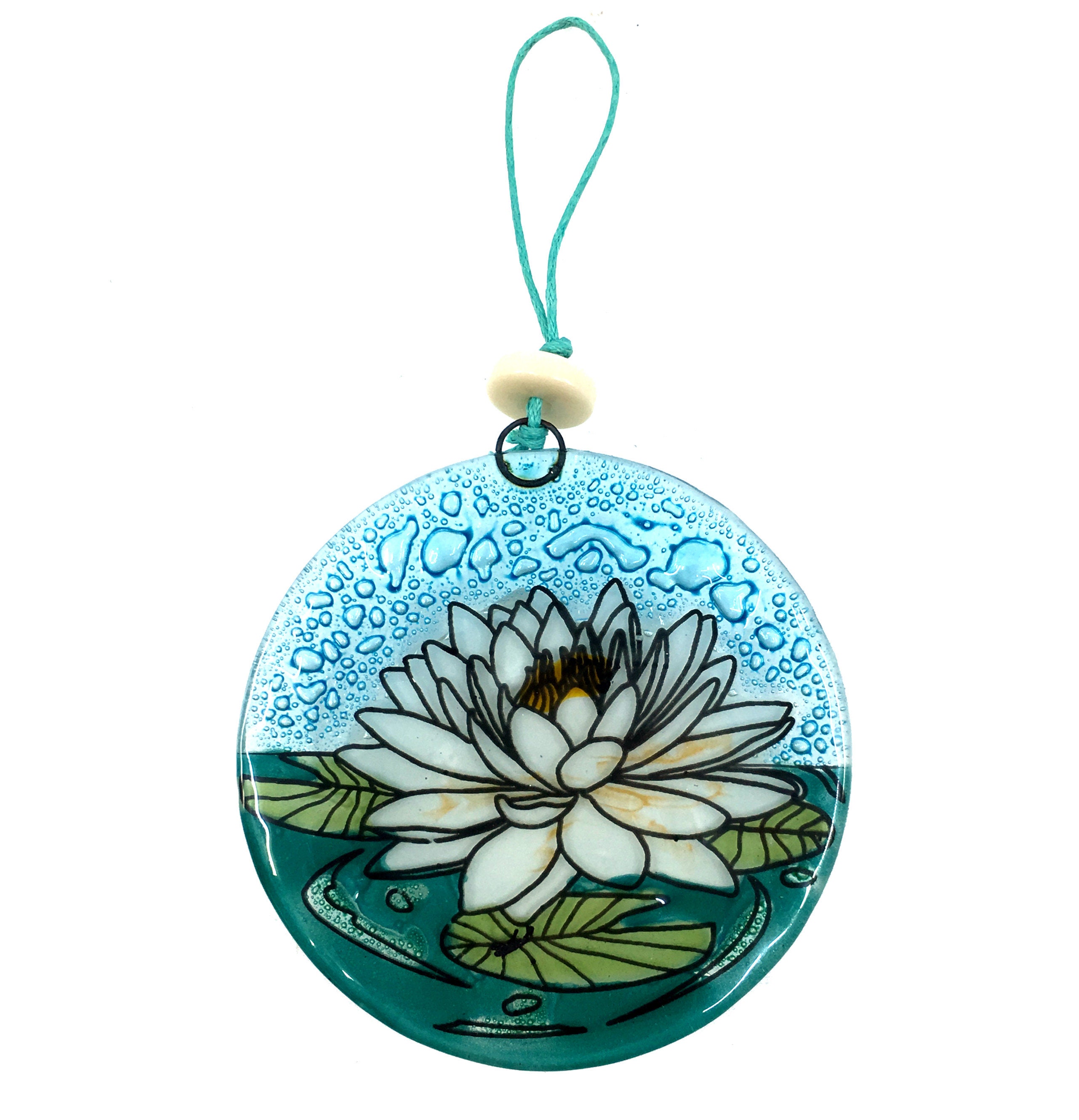 White Lotus Flower Christmas Tree Ornament Art Glass Light - Etsy