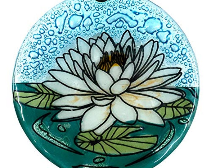 White Lotus Flower Christmas Tree Ornament Art Glass Light - Etsy