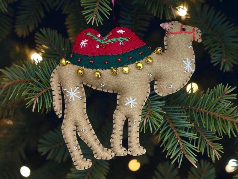 2-hump Camel Christmas Tree Ornament With Bells - Handmade - Etsy