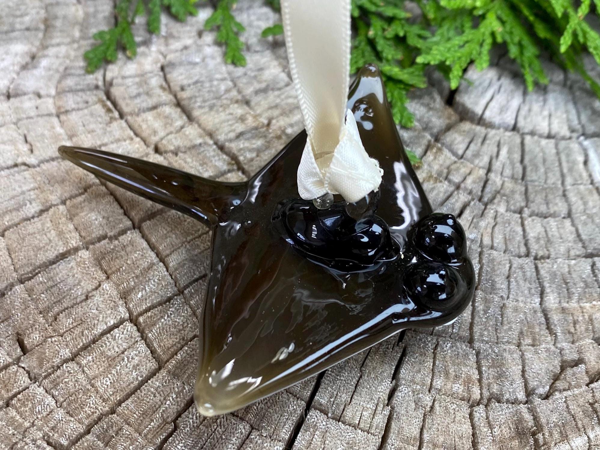Stingray Ornament – Glass Art Hanging Figurine, Gift Boxed - Finely ...