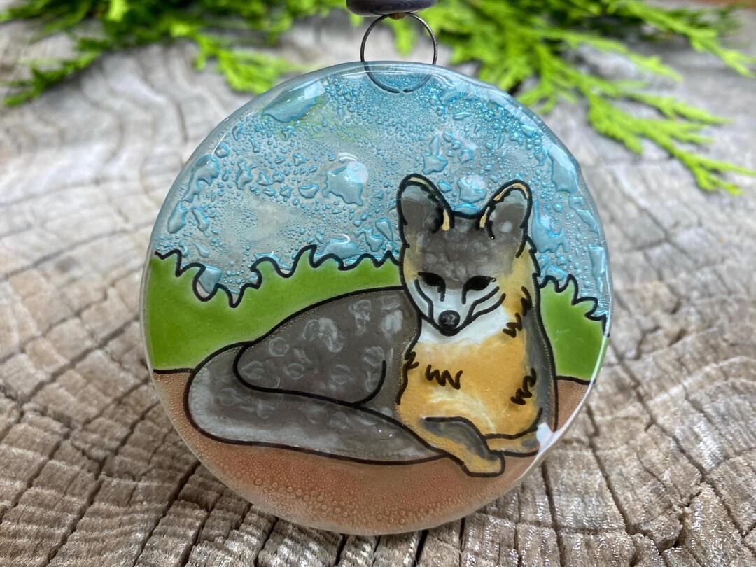 Fox Christmas Tree Ornament - Art Glass Light Catcher Glass Ornament ...