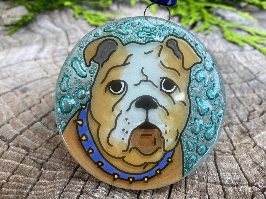 English Bulldog Christmas Tree Decoration Ornament - Bull Dog Art Glass ...