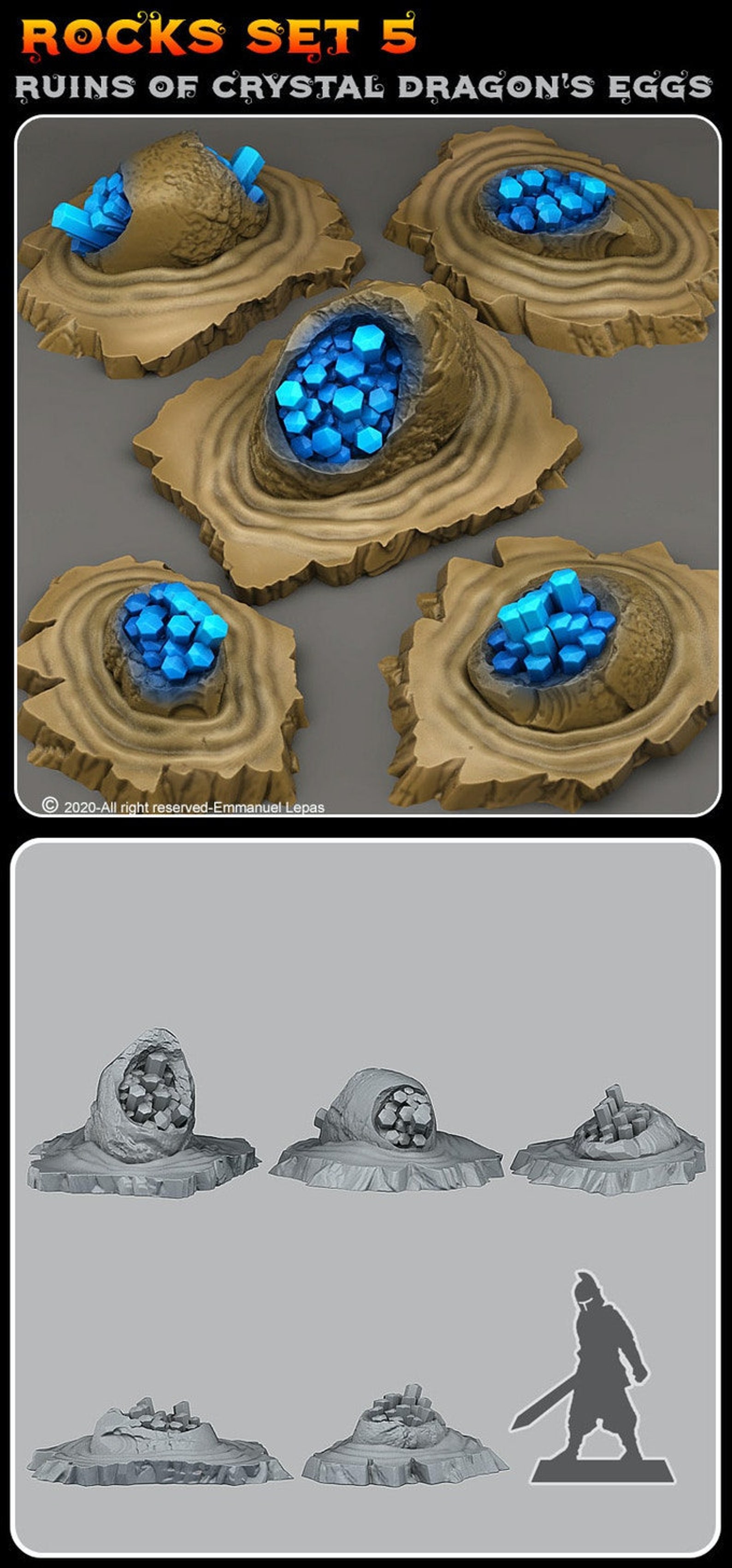 Crystal Dragons Eggs Print Your Monsters DND Terrain - Etsy