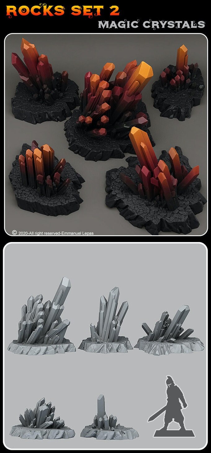 Magic Crystals Print your Monsters DND Terrain AU | Etsy