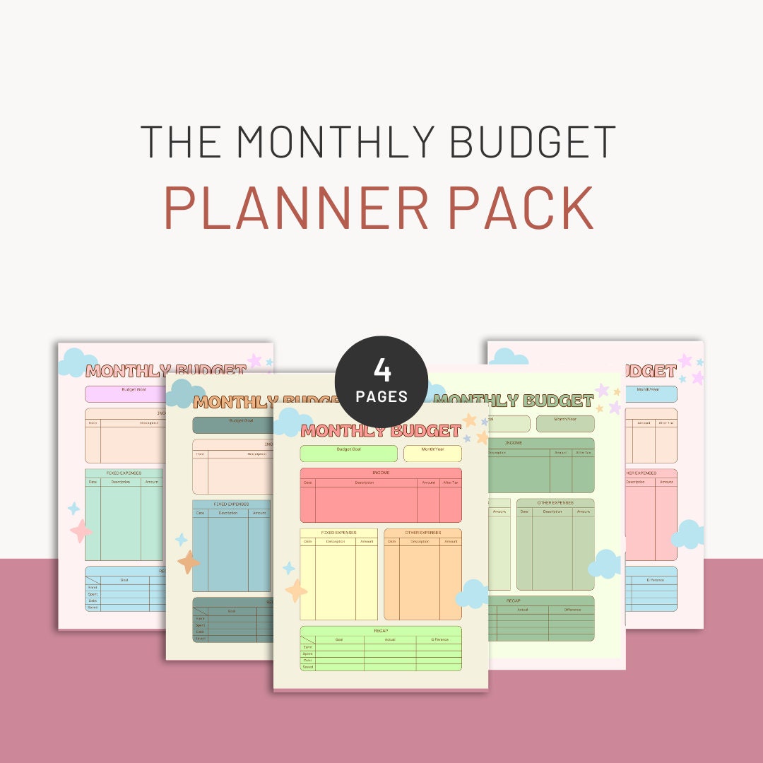 Playful Budget Planner Pack- Printable Digital Download for Fun ...