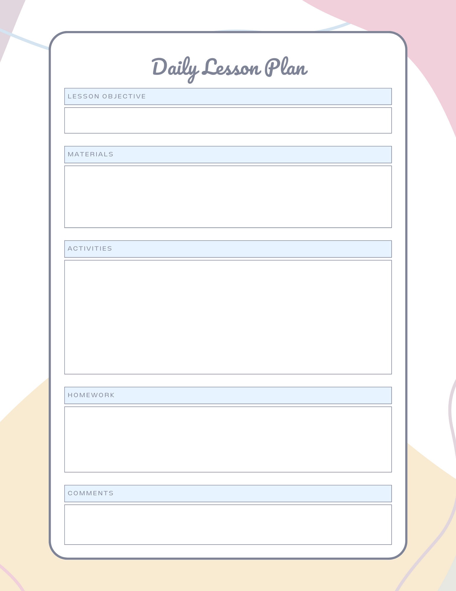 Pastel Teacher Lesson Planner Printable Digital Download for - Etsy