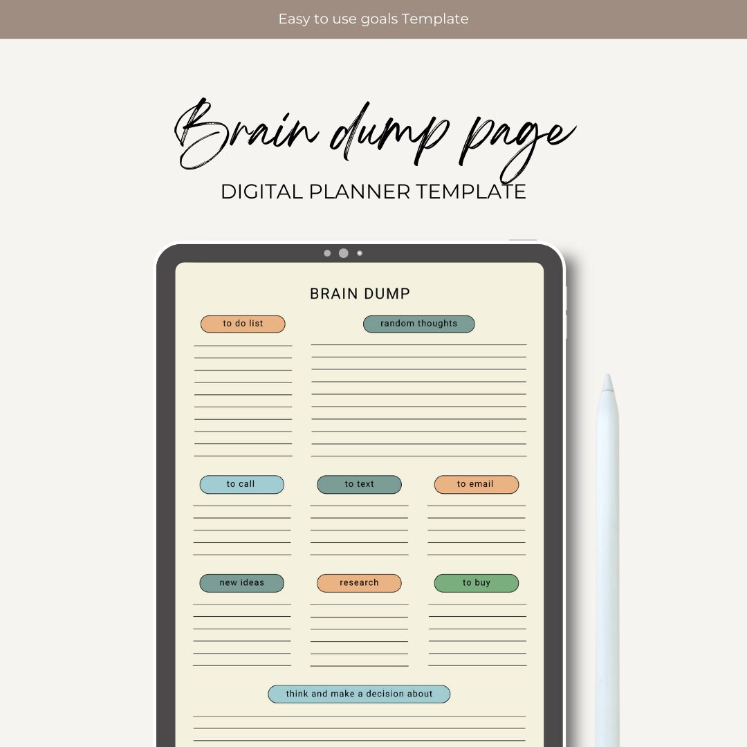 Pale Minimal Brain Dump Page - Printable Digital Download for Organized ...