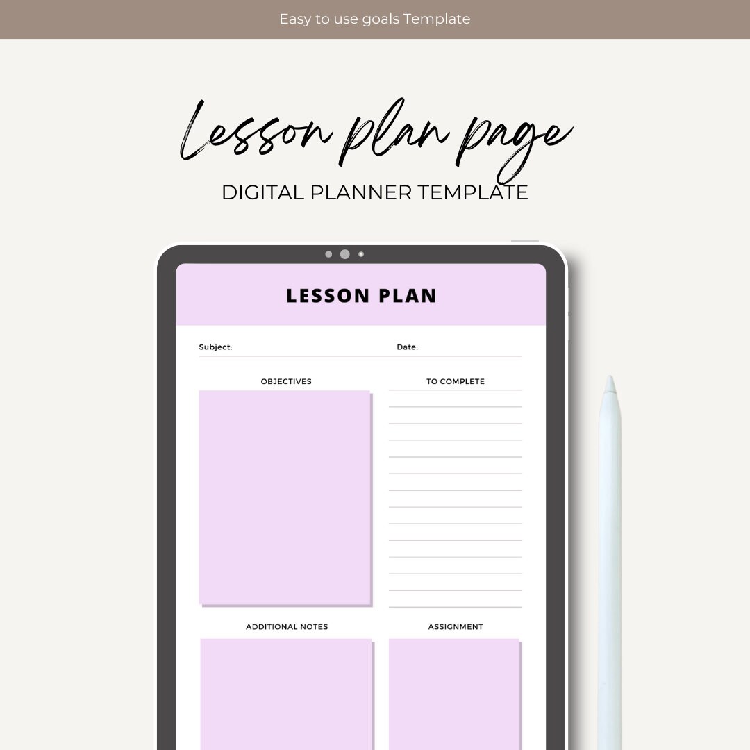 Pink Teacher Lesson Planner Page - Printable Digital Download for ...