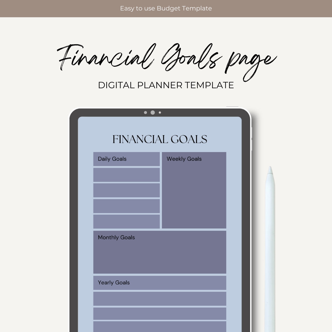 Blue Financial Goals Planner - Printable Digital Download for Financial ...