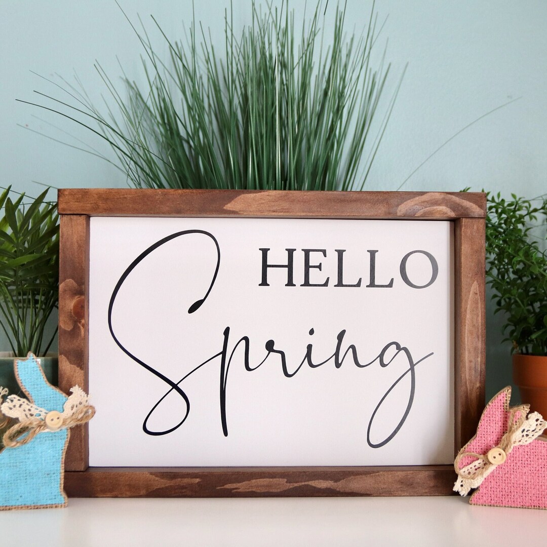 Hello Spring, Wood Spring Sign, Spring Mantle Decor, Spring Farmhouse ...