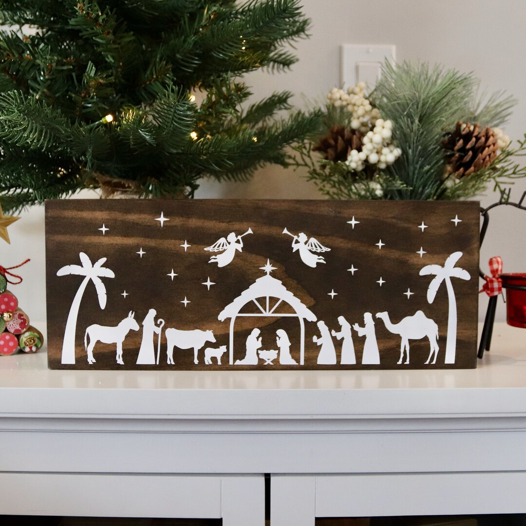 Nativity Sign, Religious Christmas Sign, Nativity Set, Christmas ...