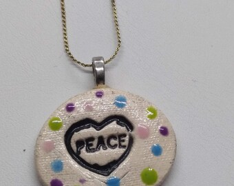 Ceramic Peace Sign Necklace - Etsy