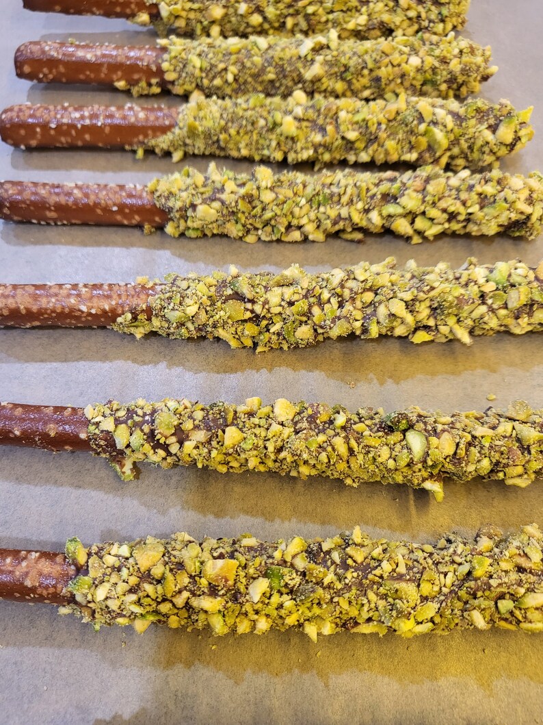 Chocolate Covered Pretzel Rods With Nuts: Gourmet Dipped Treats - Etsy