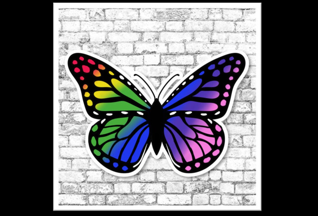 Rainbow Butterfly Sticker - Etsy