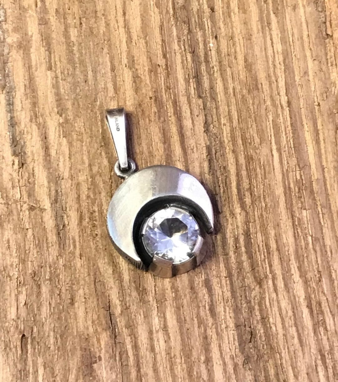 Large Pendant KL Sten & Laine Finland 925 Silver With Faceted Rock ...