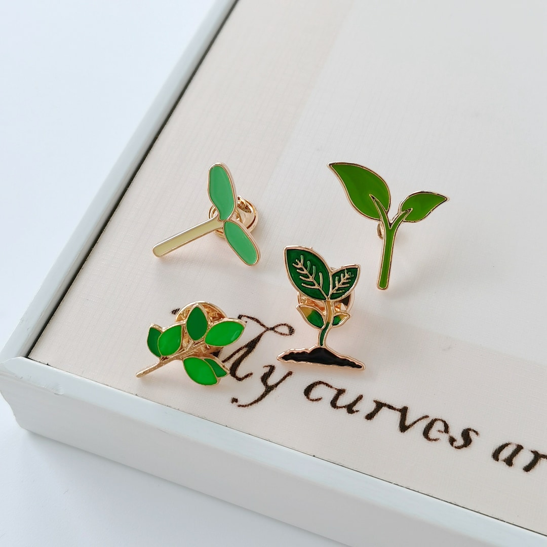 Plant Pins Leaf Enamel Pin Cartoon Pin Funny Pins Badge - Etsy