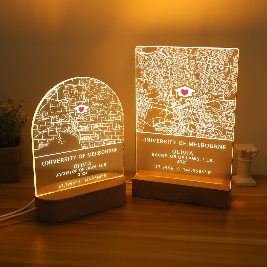 Personalized Campus Map Night Light, Custom College School Graduation ...