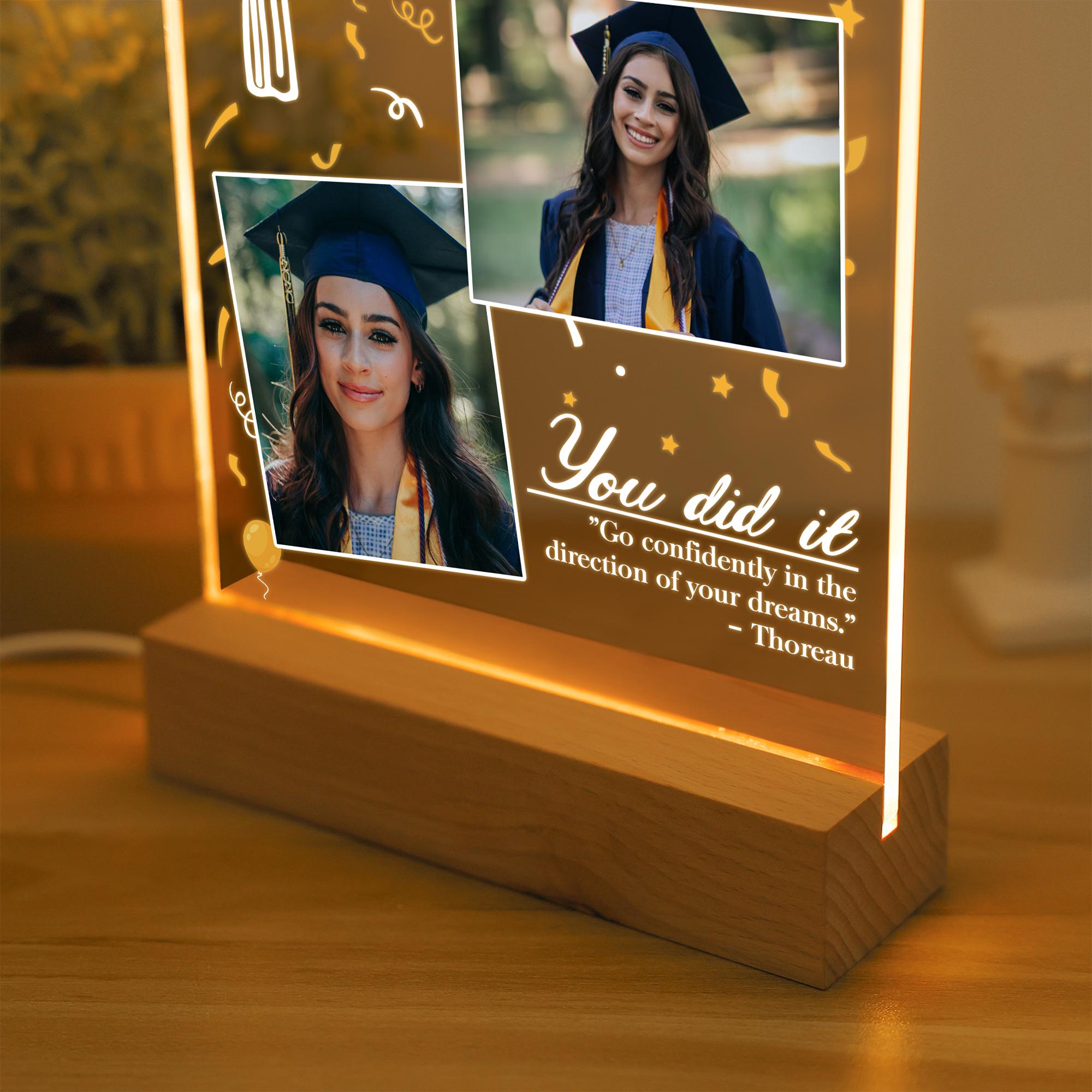 Personalised Graduation Photo Frame Night Light With Name, Graduation ...