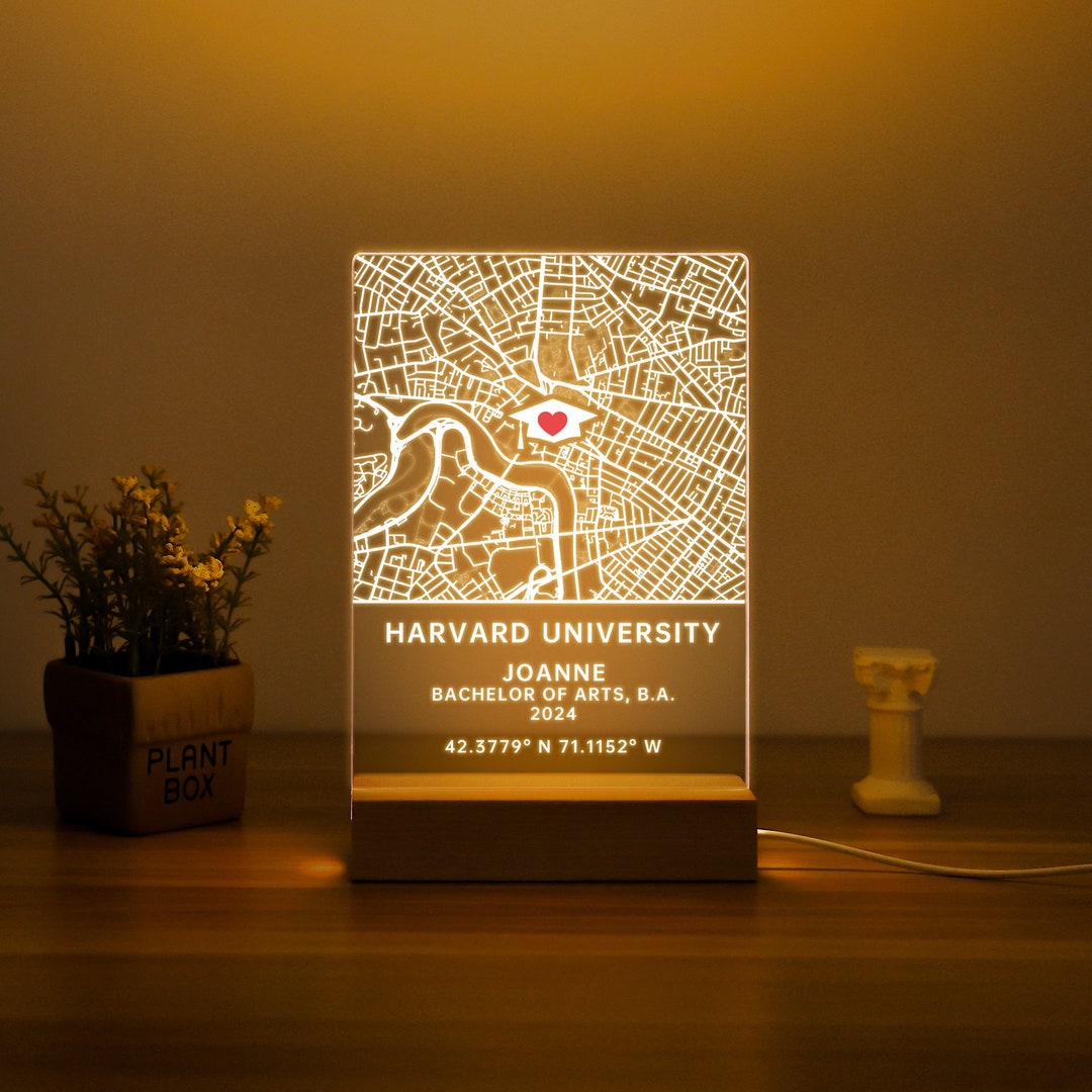 Campus Map With Name Acrylic Night Light, Personalized School Map ...
