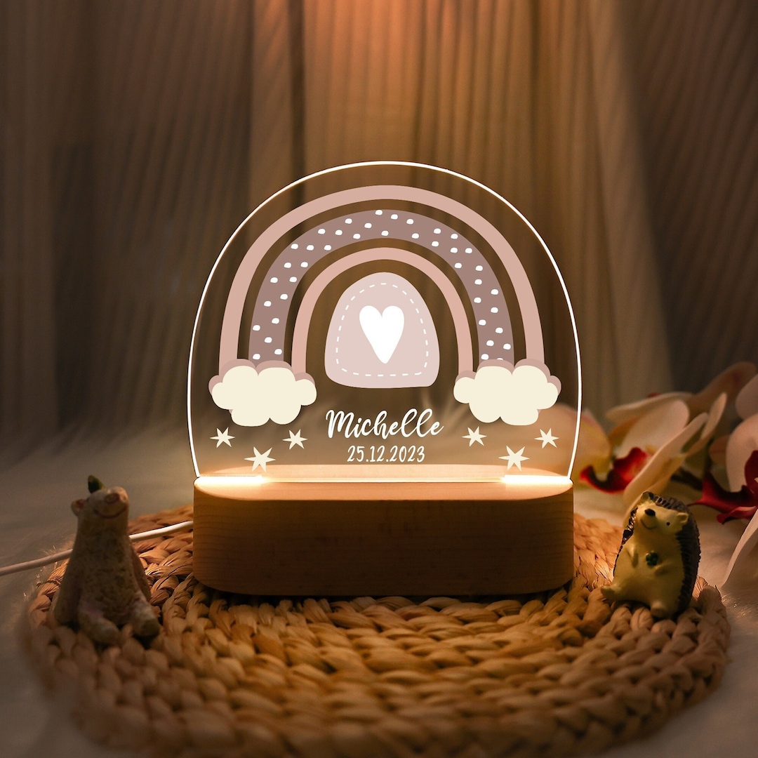 Rainbow Night Light ,personalized Name Night Light, Baby Room Decor ...