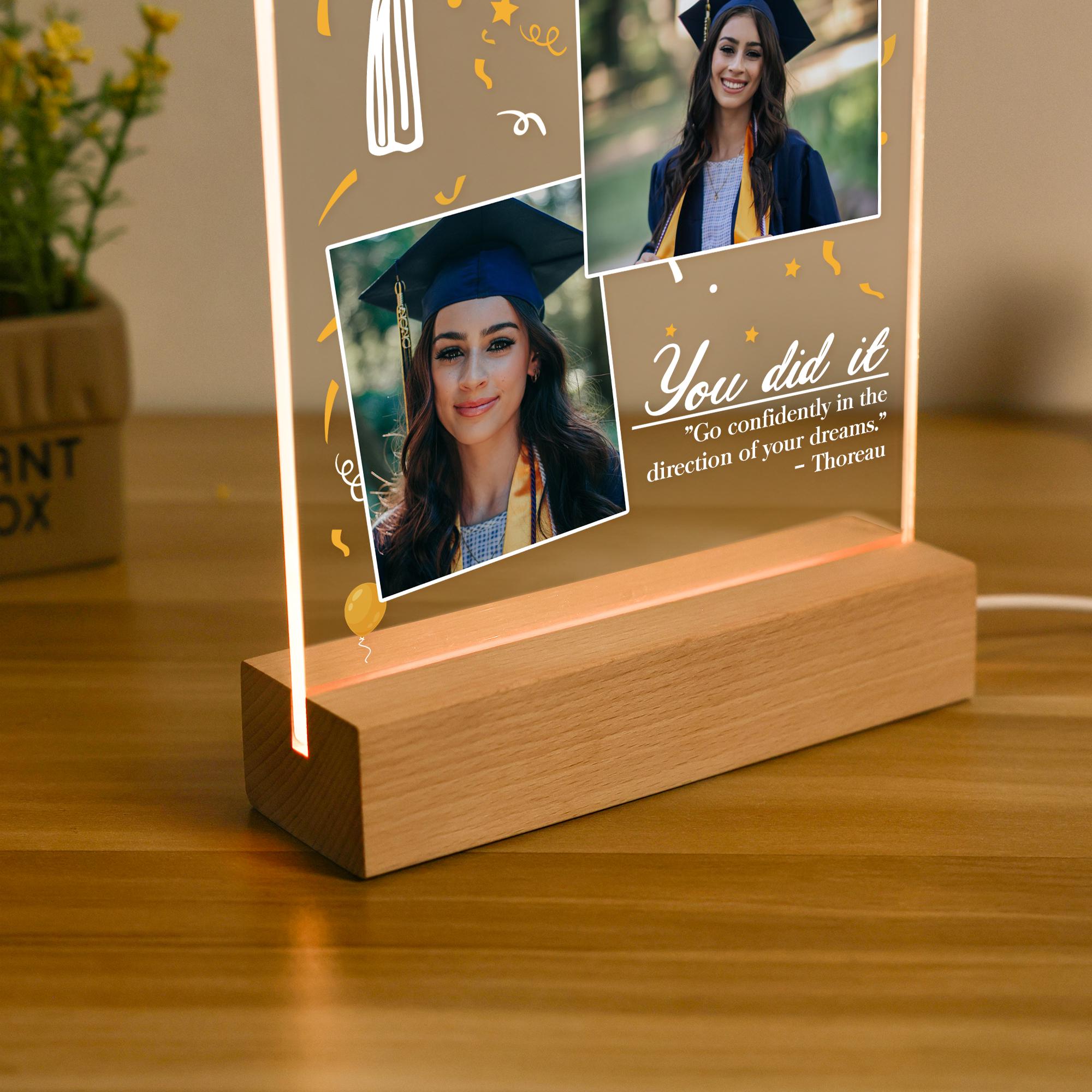 Personalised Graduation Photo Frame Night Light With Name, Graduation ...