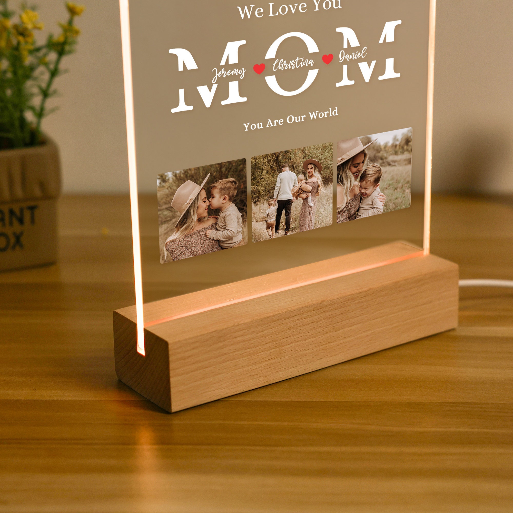 Personalized Photo Night Light for Mom, Mum Gift From Daughter, Mothers ...
