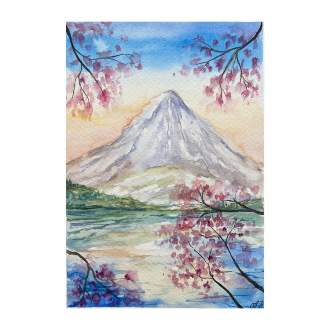 Mount Fuji Painting Watercolor Original Art Japanese Landscape Painting ...