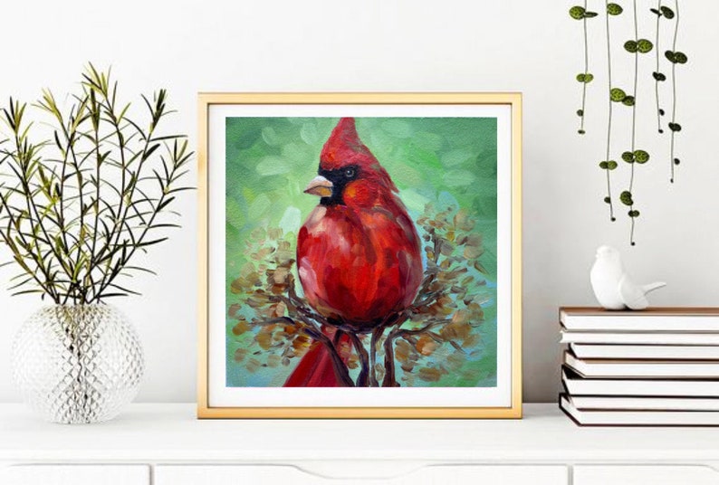 Cardinal Painting Red Bird Original Art Red Cardinal Wall Art - Etsy