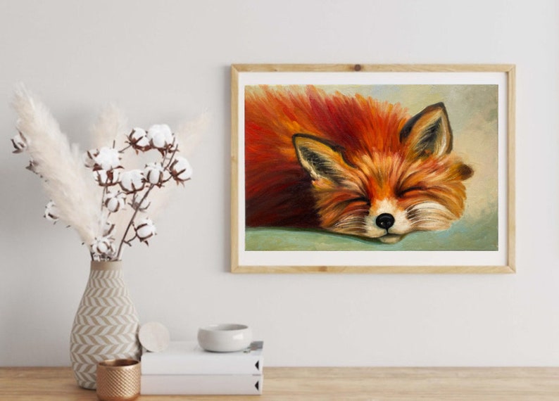Fox Painting Original Art Sleeping Fox Oil Painting on Canvas - Etsy