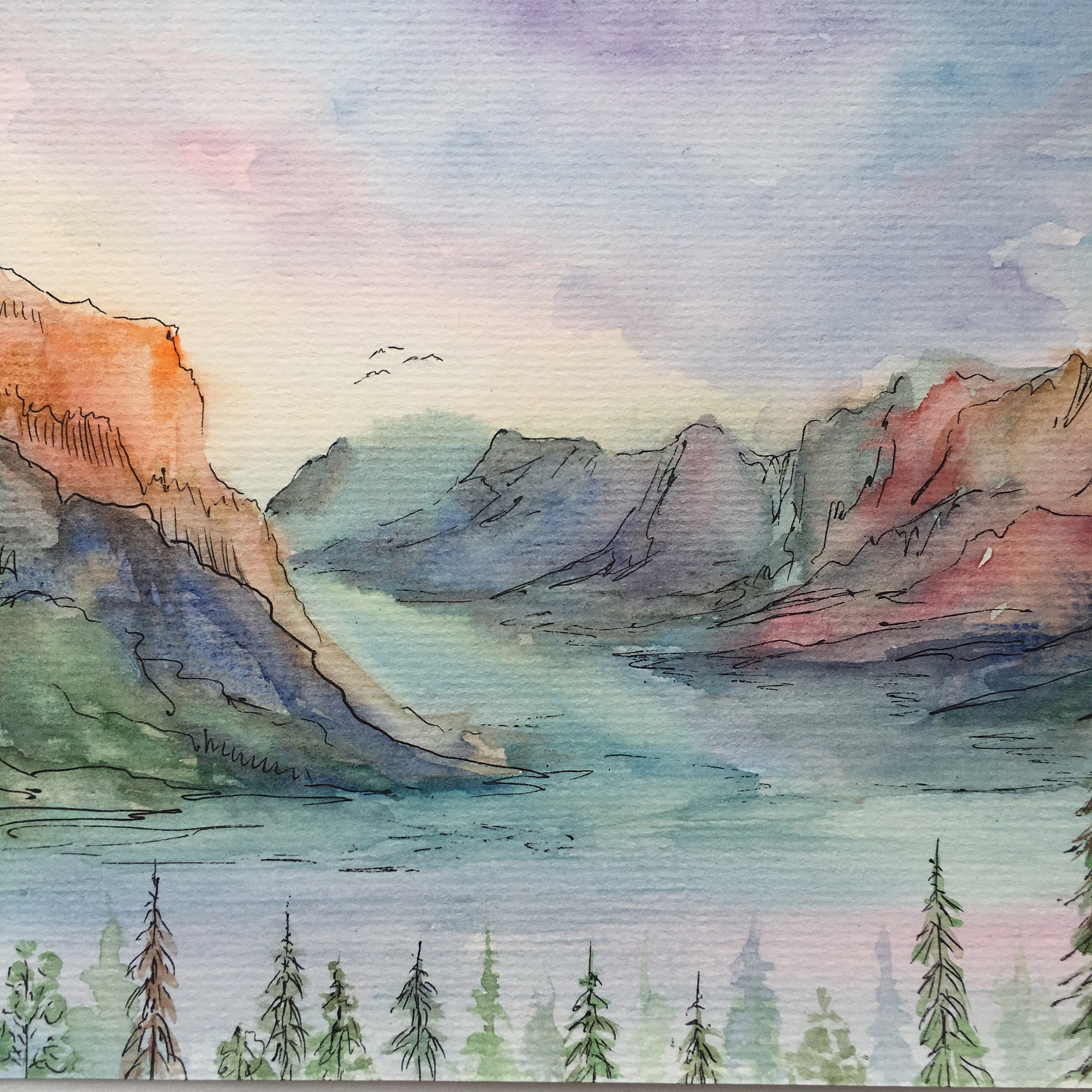 Yellowstone National Park Painting Original watercolor Art | Etsy