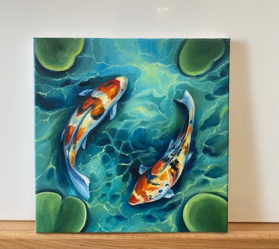 Oil Paintings Of Koi Fish White Koi Fish Painting Wall Art