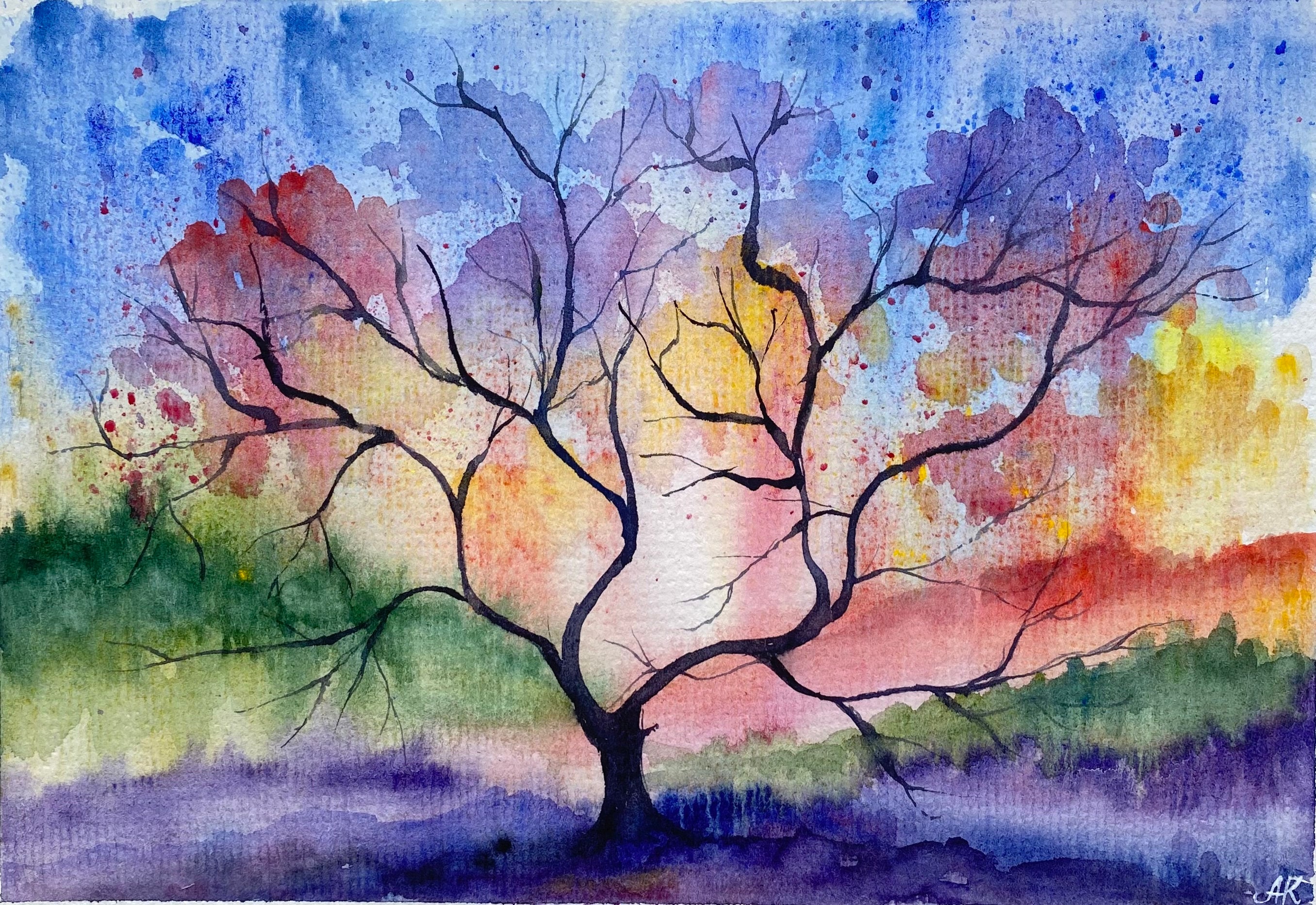 Tree Of Life Watercolor Painting
