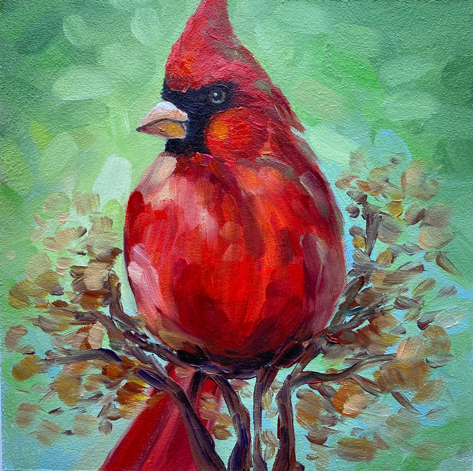 Cardinal Painting Red Bird Original Art Red Cardinal Wall Art - Etsy