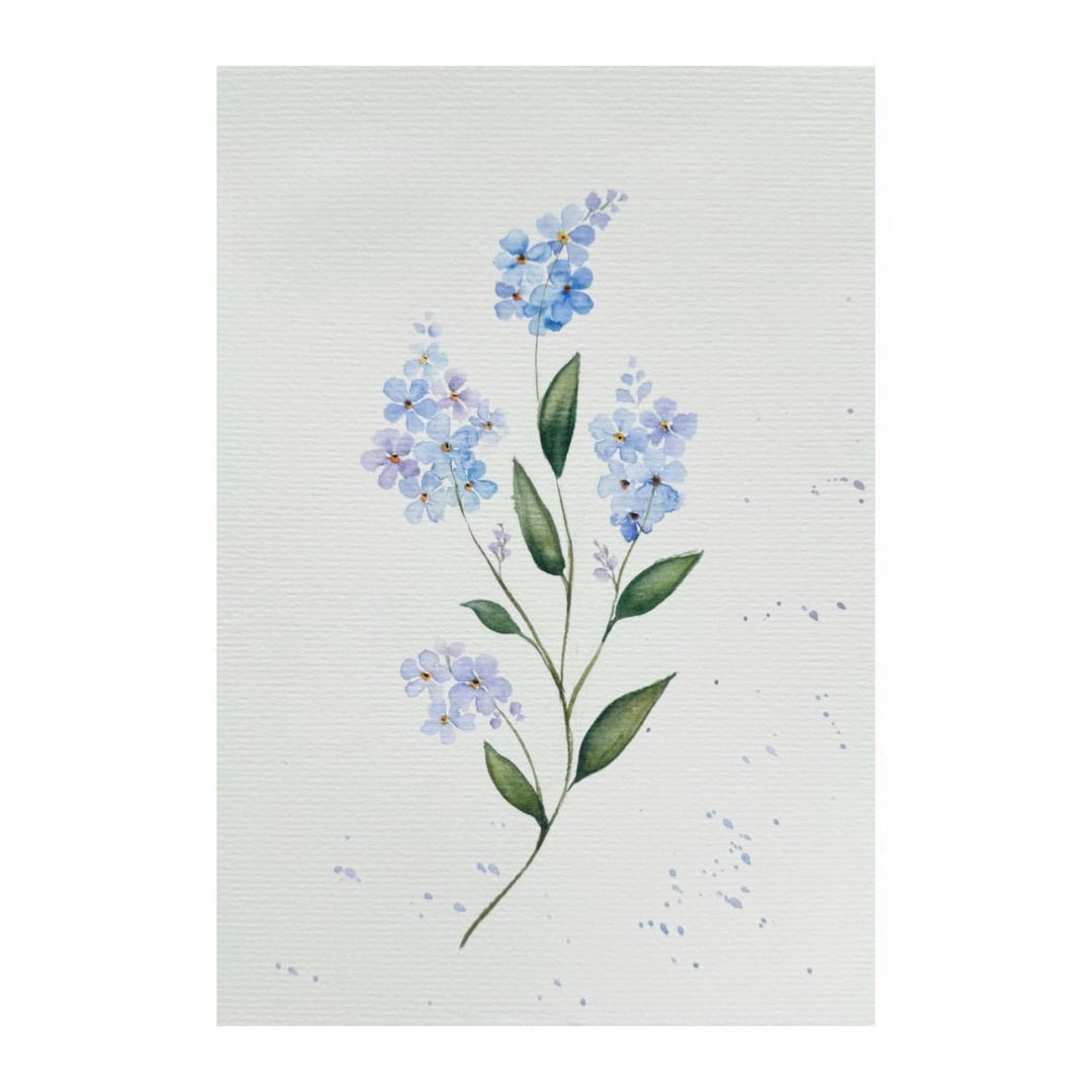 Forget-me-nots Painting: Original Floral Watercolor Art, 6x8 - Etsy