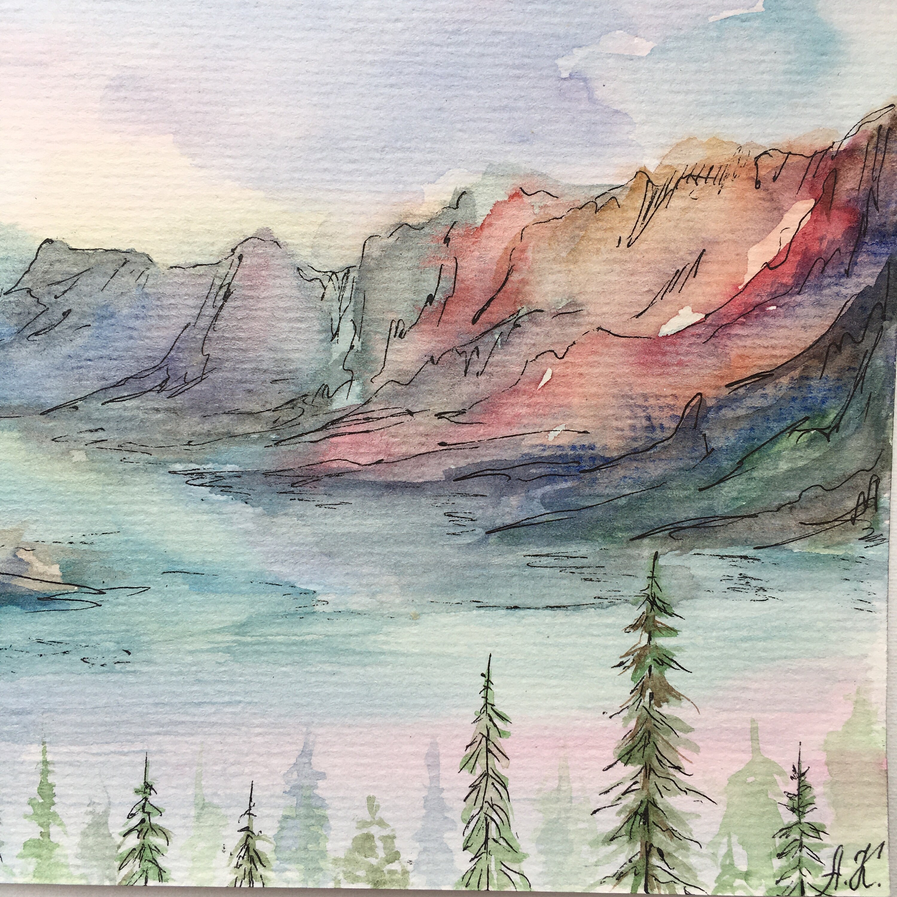 Yellowstone National Park Painting Original watercolor Art | Etsy