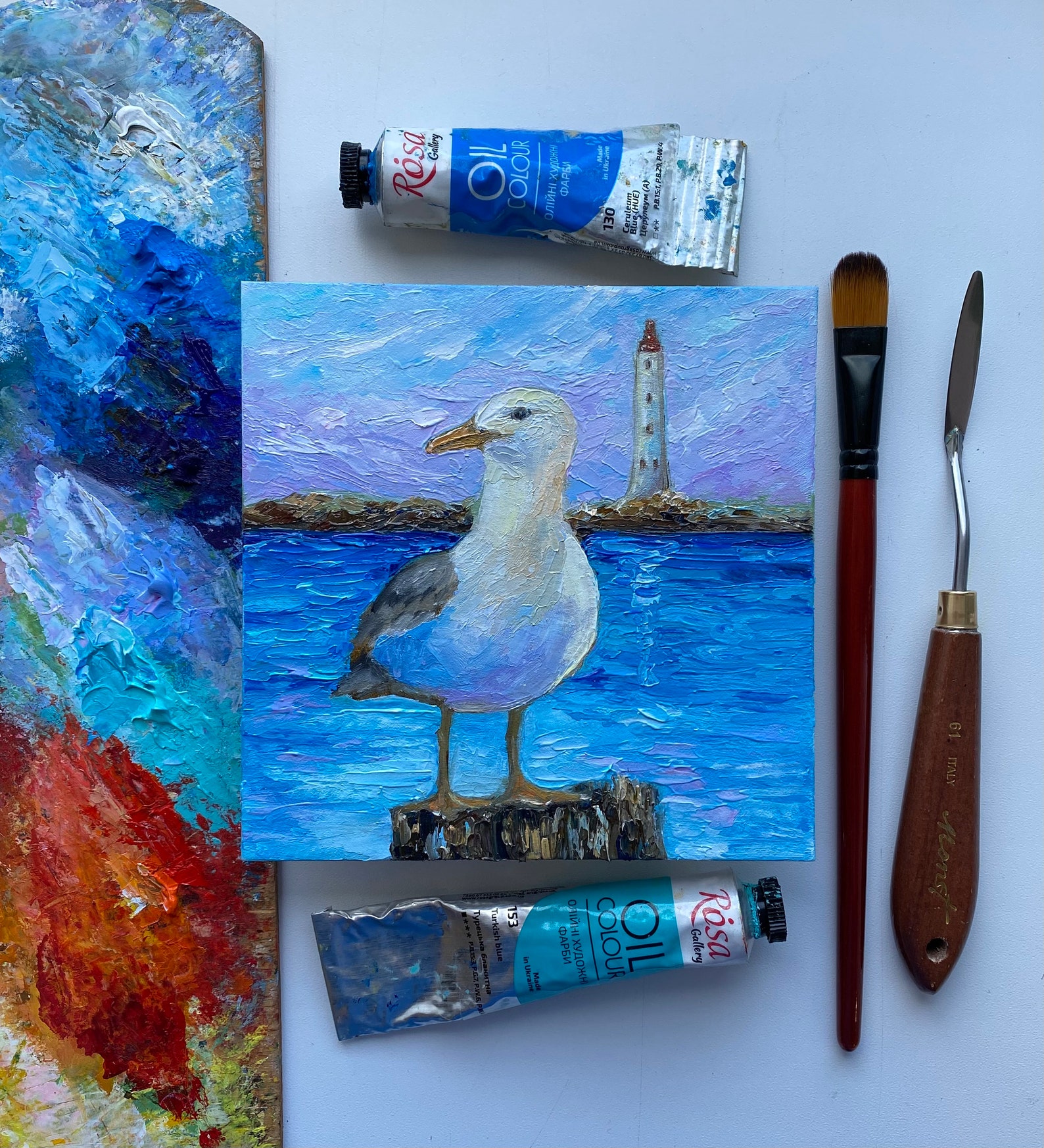 Seagull Painting Bird Original Art Seagull Wall Art Seascape - Etsy
