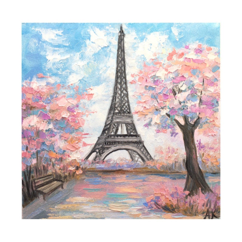Paris Painting Original Eiffel Tower Oil Painting Impasto | Etsy Canada