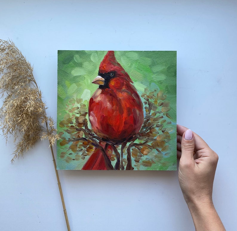 Cardinal Painting Red Bird Original Art Red Cardinal Wall Art - Etsy