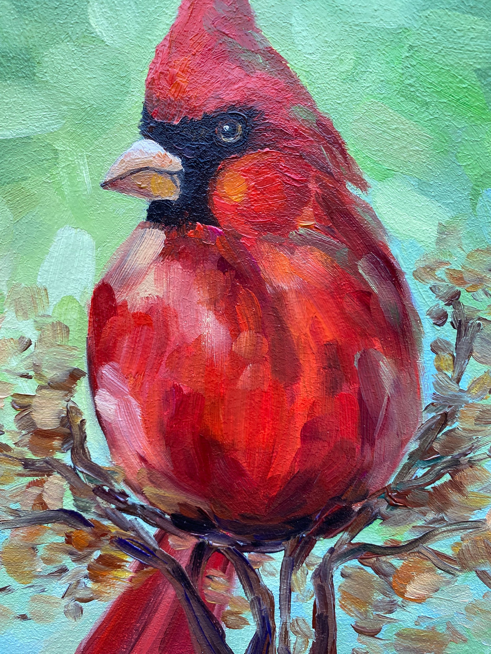 Cardinal Painting Red Bird Original Art Red Cardinal Wall Art - Etsy