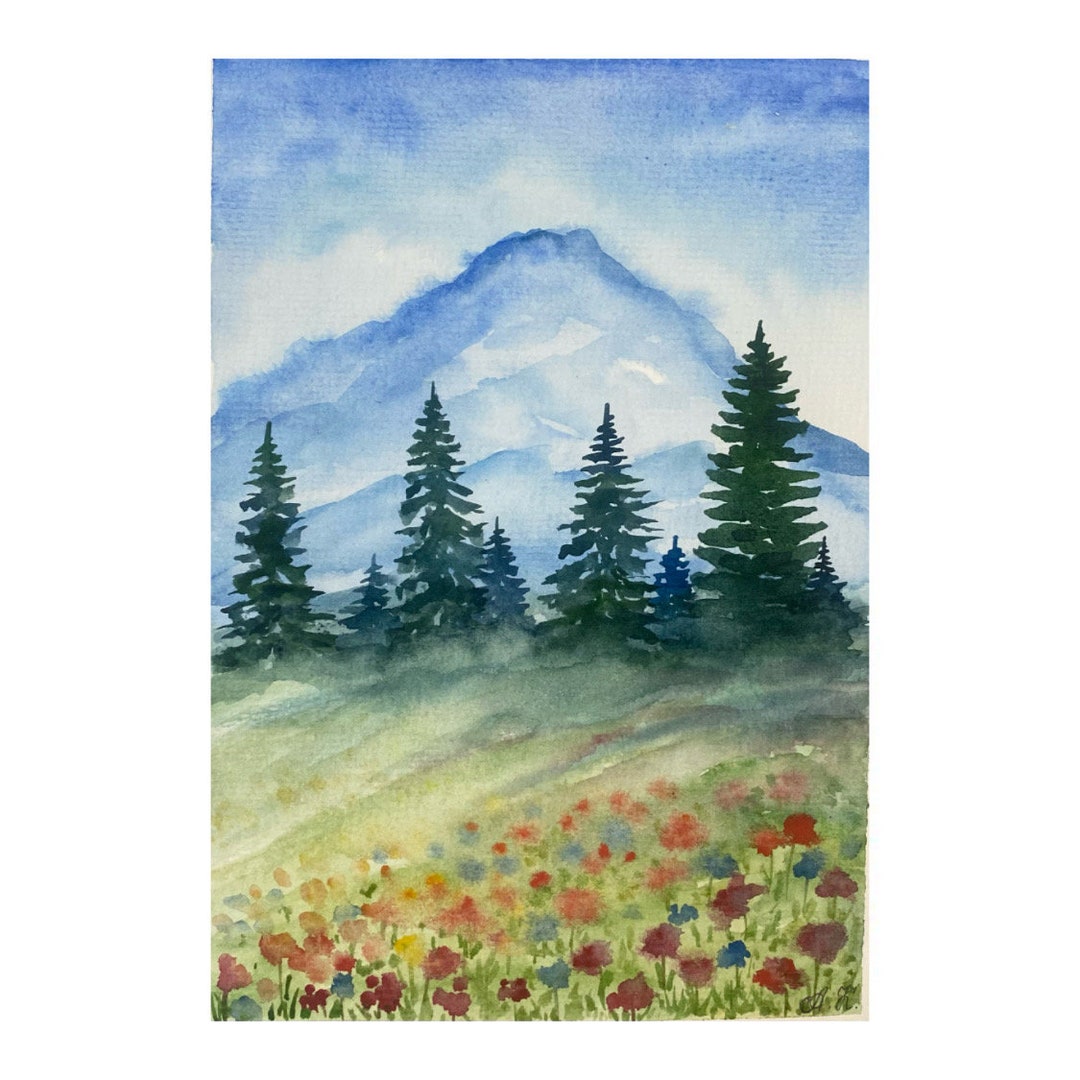 Mount Rainier Painting Original Watercolor Art Washington National Park ...