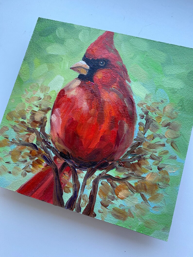 Cardinal Painting Red Bird Original Art Red Cardinal Wall Art - Etsy