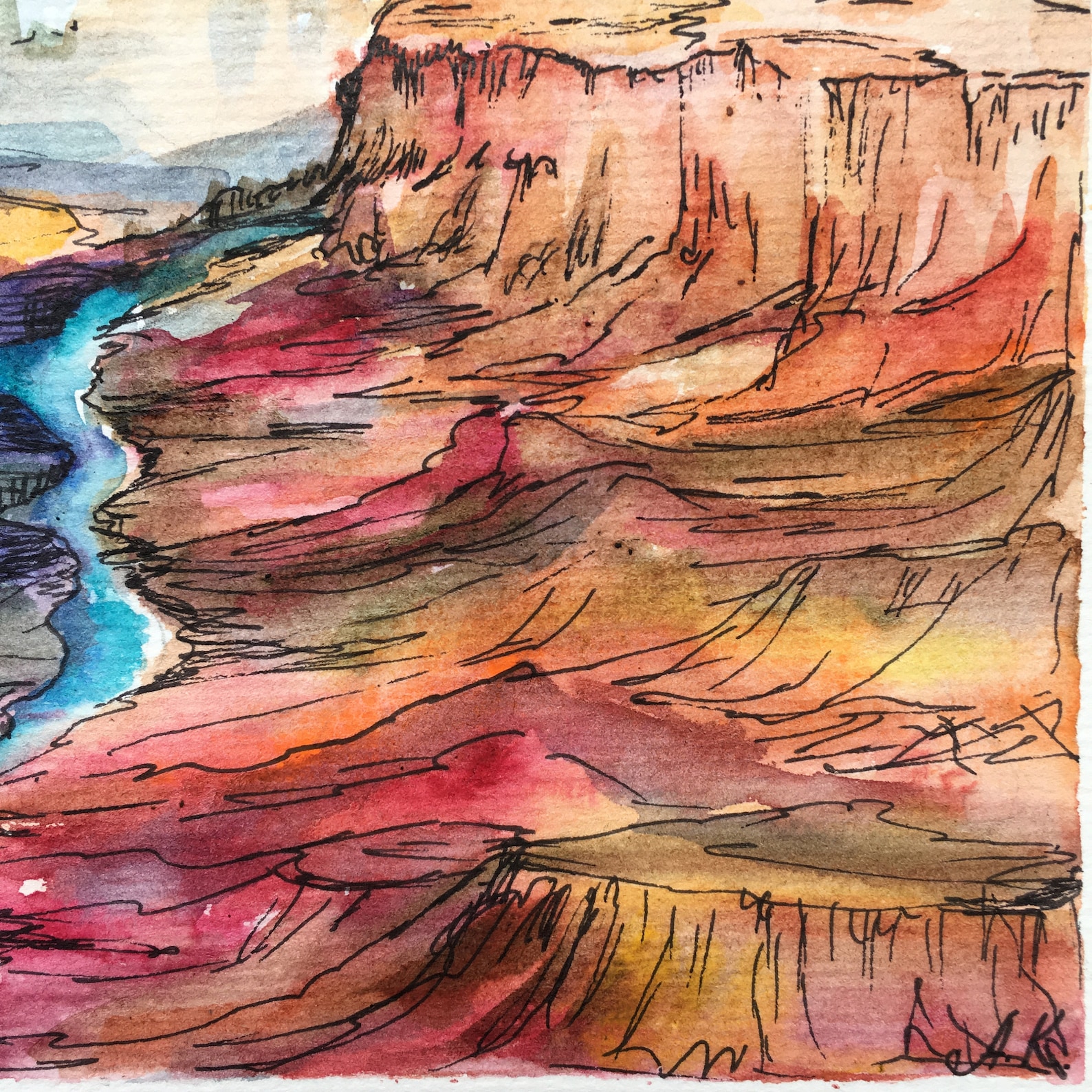 Grand Canyon Painting Original watercolor Art Arizona | Etsy