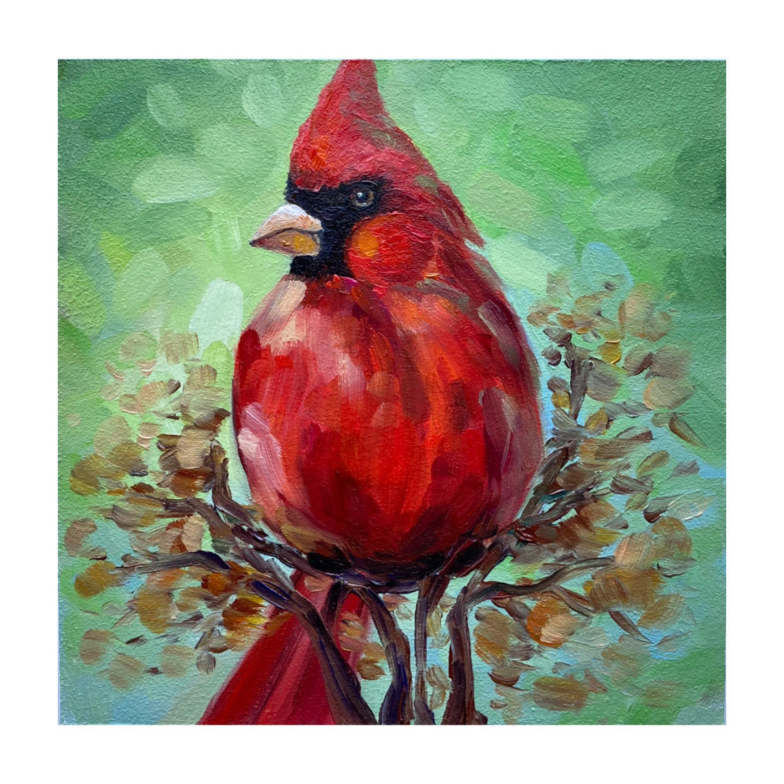 Cardinal Painting Red Bird Original Art Red Cardinal Wall Art - Etsy